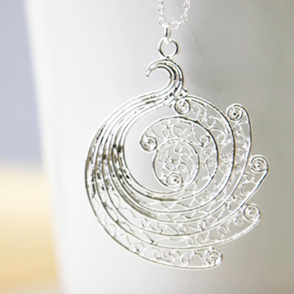 Handmade | Jewelry | Massive Swirl Necklace Silver Plated Handmade ...